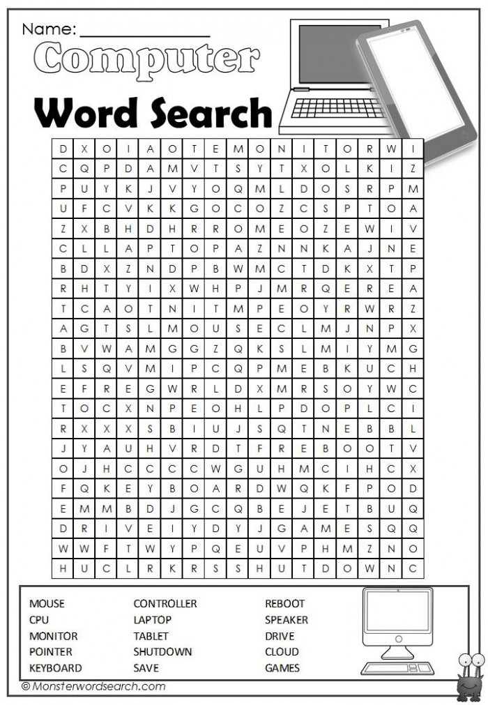Computer Word Search Worksheets 99Worksheets