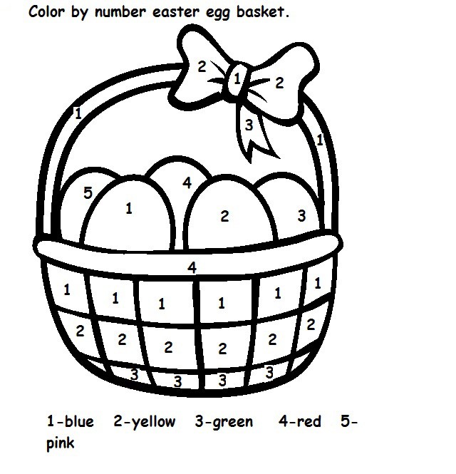 Easter Egg Basket Color By Number Worksheets 99Worksheets