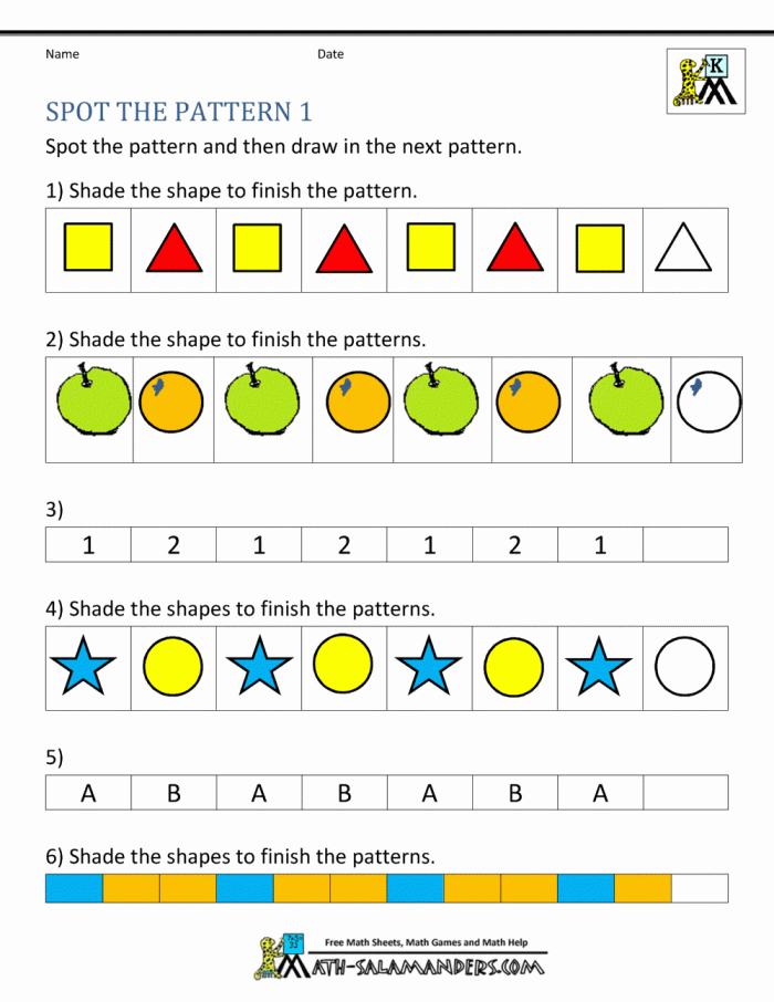 Finish The Pattern 1 Worksheets 99Worksheets