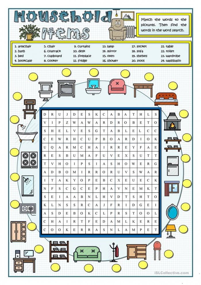 Spanish Household Items Worksheets 99Worksheets