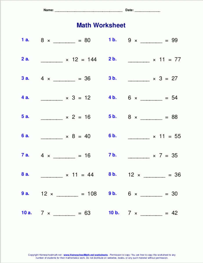 Division Facts Worksheets 99Worksheets