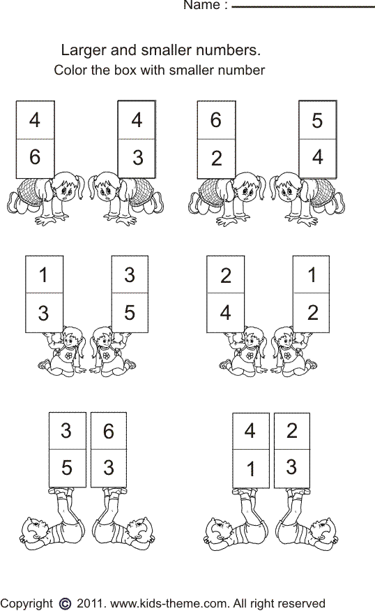 Comparing 6 Digit Numbers Worksheets