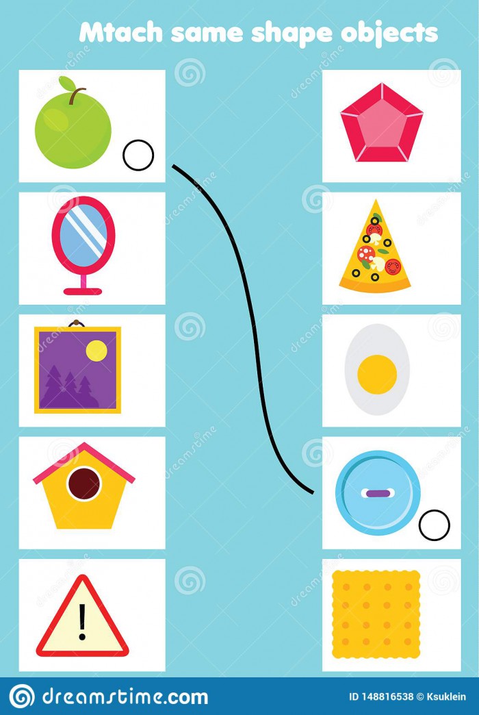 Shape And Color Match Game Worksheets 99Worksheets