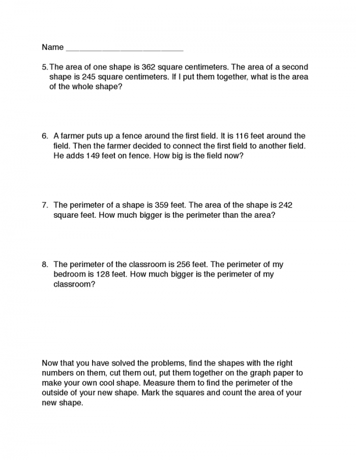 Word Problems Perimeter Worksheets 99Worksheets