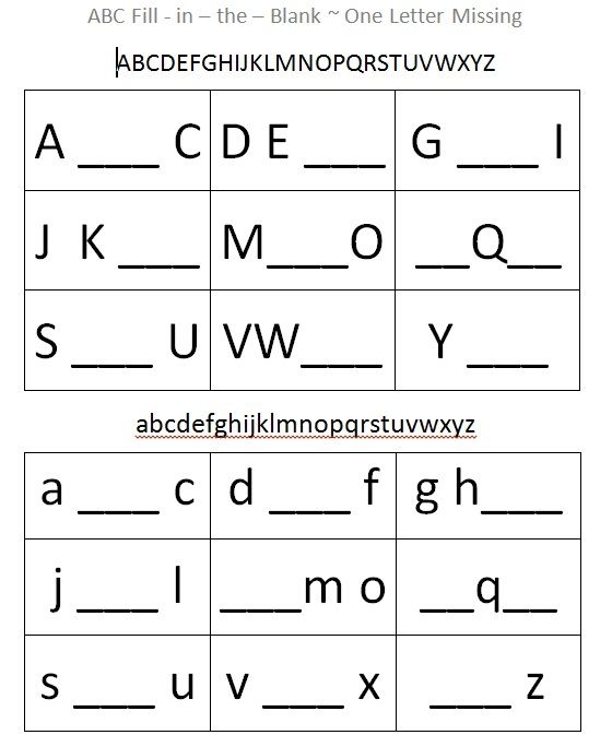 ABC Fill In The Blank Worksheets 99Worksheets