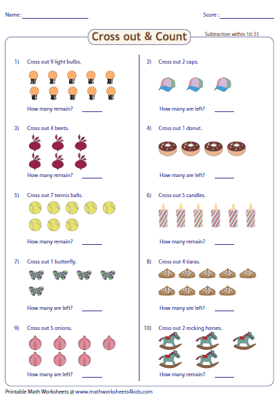 Count And Subtract Worksheets 99Worksheets