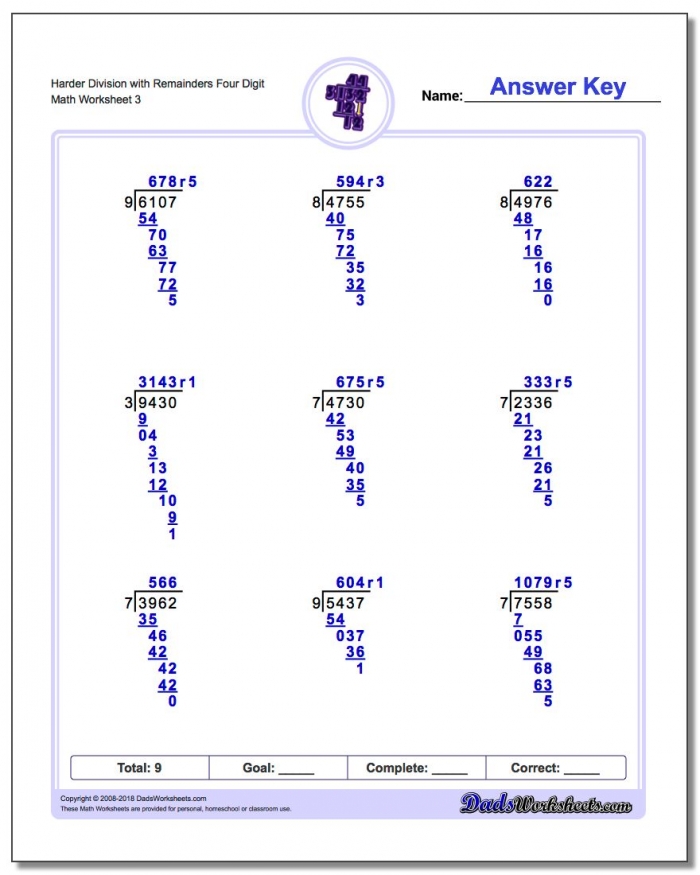 Division With Remainders Worksheets Free Download 99Worksheets