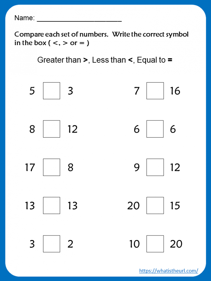 Greater Than Less Than Worksheets 99Worksheets
