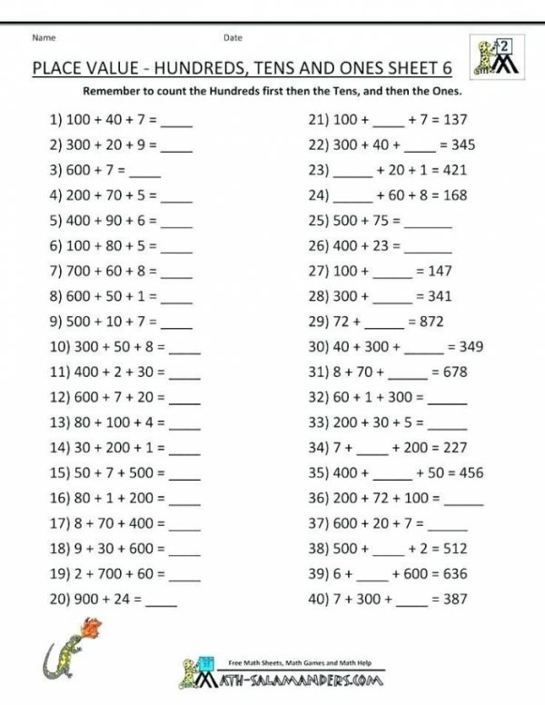 Three Digit Place Value Worksheets Free Download | 99Worksheets