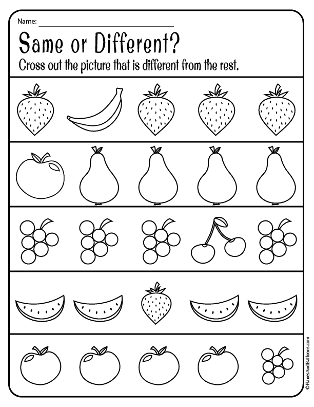 Same And Different Worksheets 99Worksheets