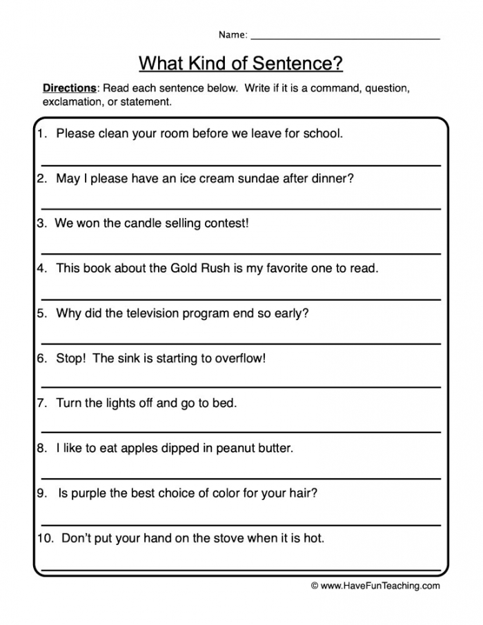 43 Types Of Sentences Worksheets 2nd Grade Top Educational Blog