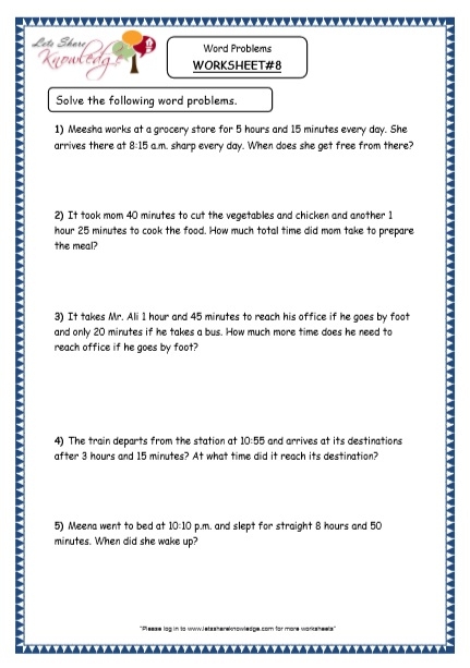 Time Word Problems Worksheets 99Worksheets