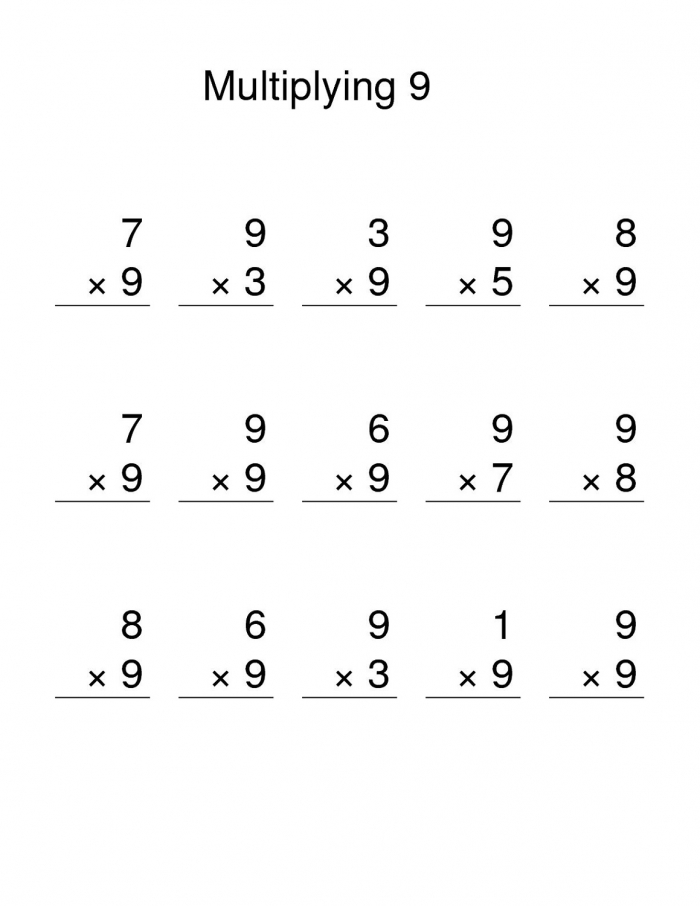 Multiplying By Nine Worksheets 99Worksheets