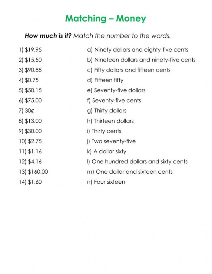 Write The Money Amounts Worksheet For 2nd 5th Grade Lesson Planet 
